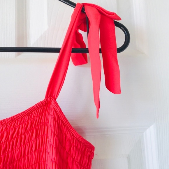 Culture Code | Dresses | Apple Red Smocking Tube Tiered Midi Dress ...